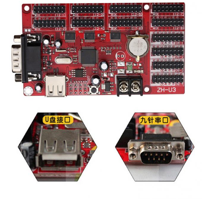 ZH-U3 USB / U-Disk + Rs232 Port Led Controller 1024*64,512*128 Pixels ...